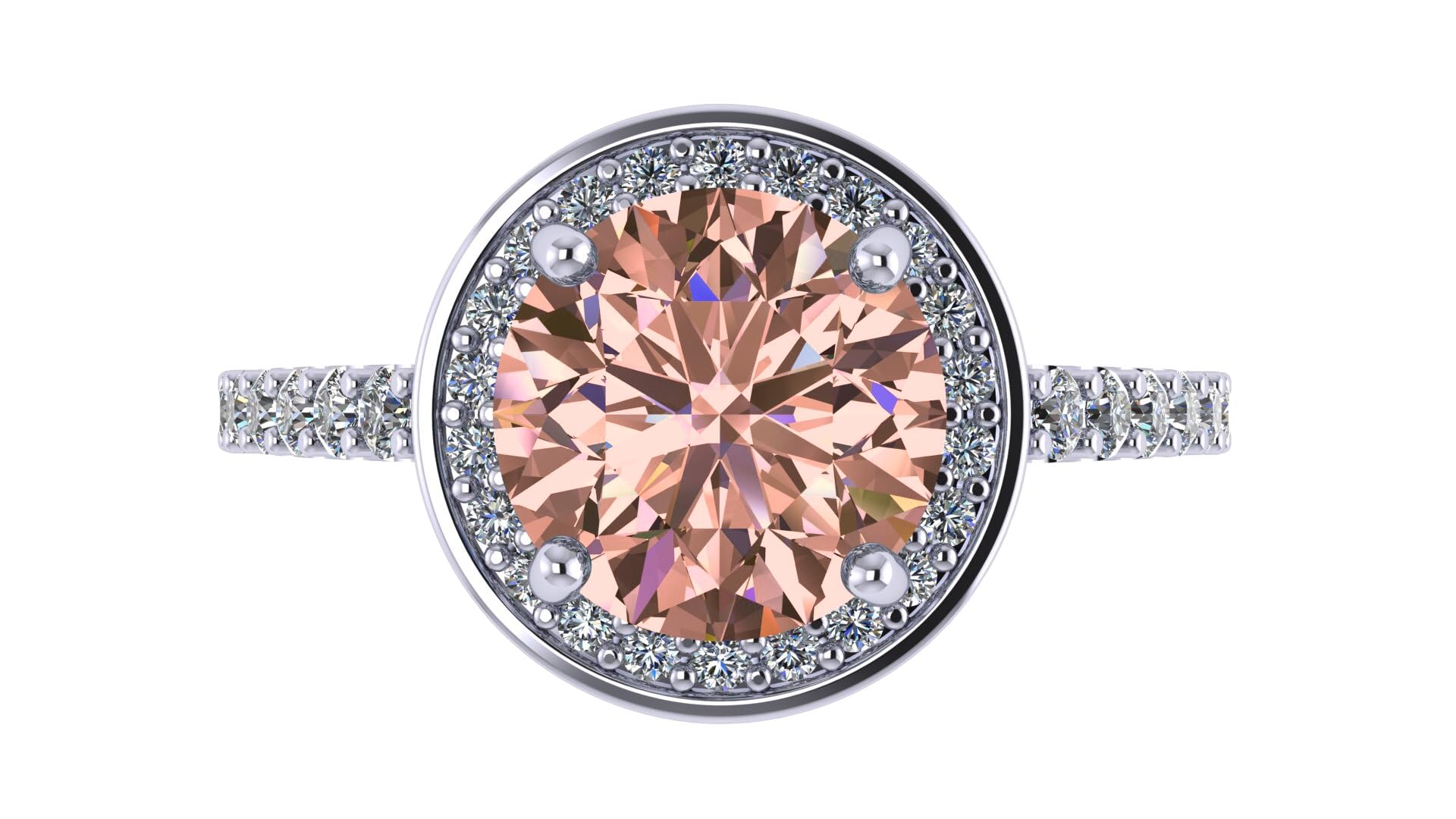 NANA Jewels 2ct Pure Brilliance Zirconia Halo Engagement Ring-Round Cut-Morganite-6