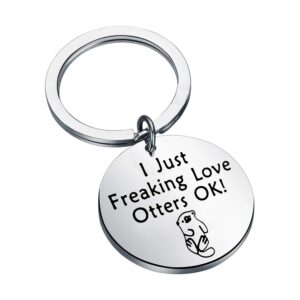 feelmem otter keychain otter lover gift i just freaking love otters funny keychain gift for family friends