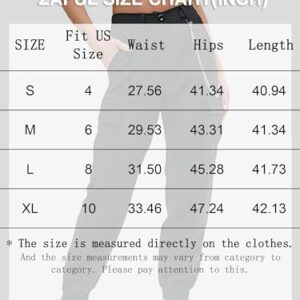 ZAFUL Cargo Pants for Women High Waisted Jogger Pants Outdoor Sweatpants Casual Pants with Chain (1-Black,L)