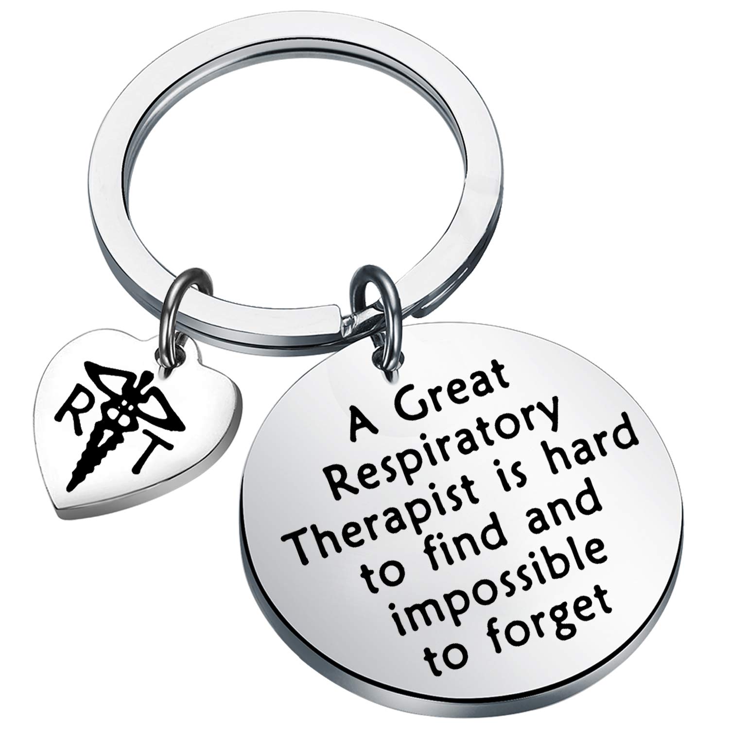 FEELMEM Respiratory Therapist Gift Radiology Tech Gift RT Keychain A Great Respiratory Therapist is Hard to Find Harder to Leave Impossible to Forget Radiology Technologist Gift (Silver)