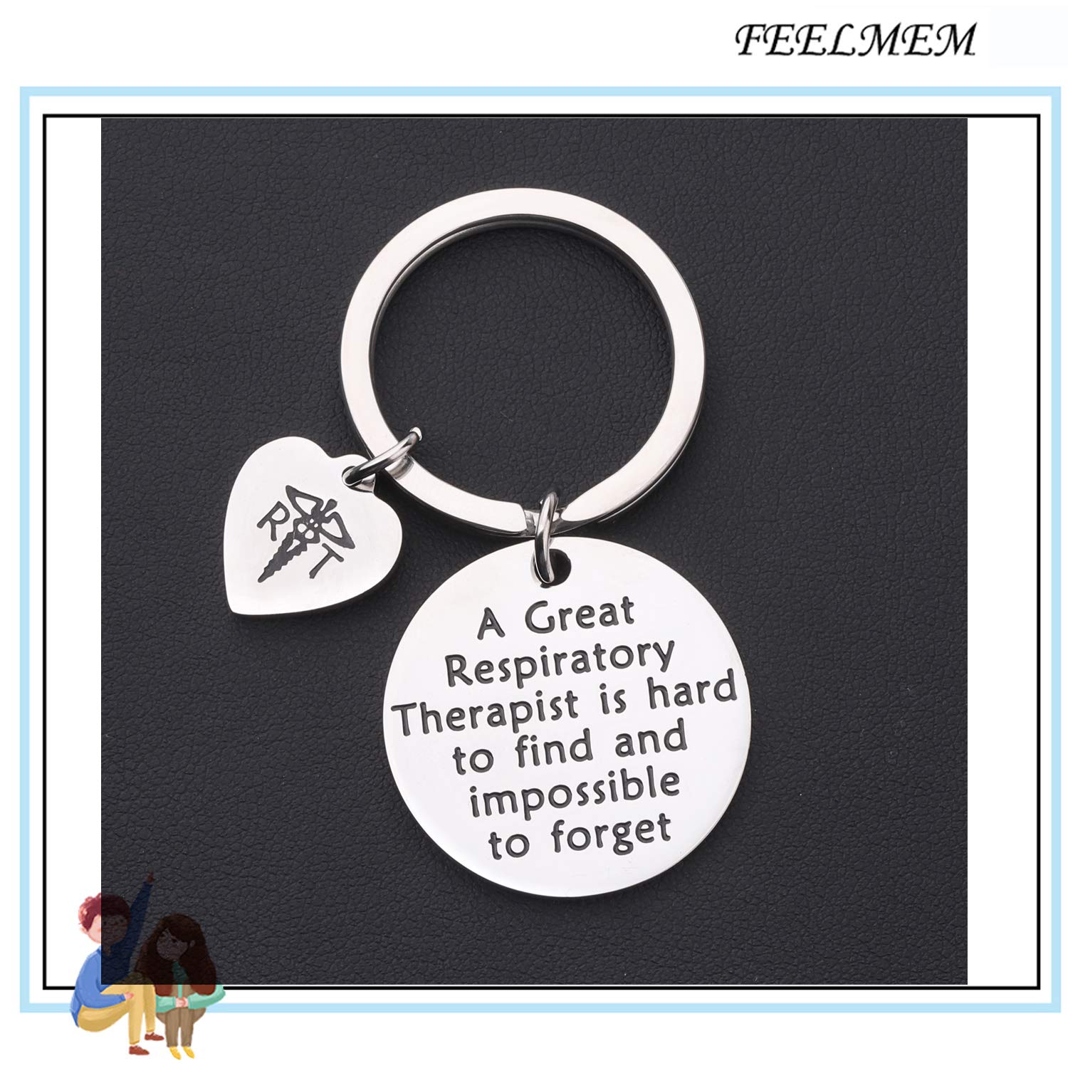 FEELMEM Respiratory Therapist Gift Radiology Tech Gift RT Keychain A Great Respiratory Therapist is Hard to Find Harder to Leave Impossible to Forget Radiology Technologist Gift (Silver)