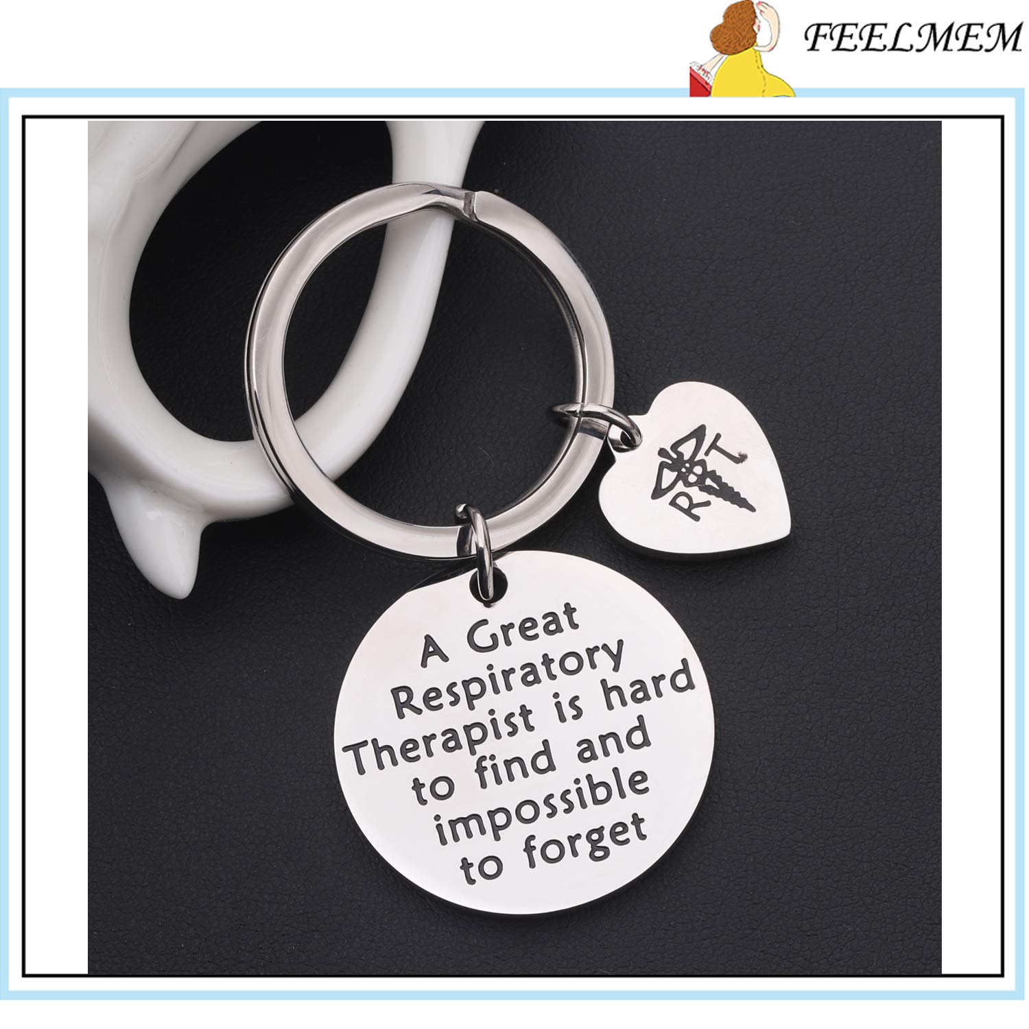 FEELMEM Respiratory Therapist Gift Radiology Tech Gift RT Keychain A Great Respiratory Therapist is Hard to Find Harder to Leave Impossible to Forget Radiology Technologist Gift (Silver)