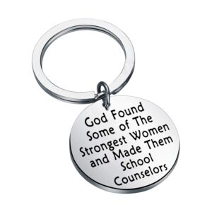 feelmem school counselor gift teacher appreciation keychain god found some of the strongest women and made them school counselors thank you gift for guidance counselor principal (silver)