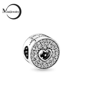 MiniJewelry Happy Anniversary Love Heart Charm fits Pandora Moments Bracelets Women Wife Celebration Bead