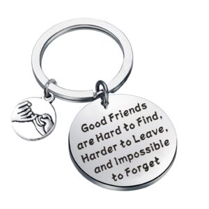 feelmem going away gift friendship keychain best friend gift good friends are hard to find harder to leave impossible to forget keychain long distance relationship gifts bff jewelry (silver)