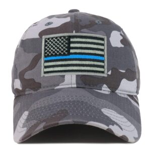 armycrew thin blue line american flag embroidered patch camo baseball cap - urb