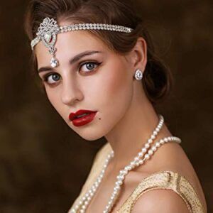 SWEETV 1920's Flapper Headband, Great Gatsby Headpiece 20s Art Deco Hair Accessories Headband Sliver