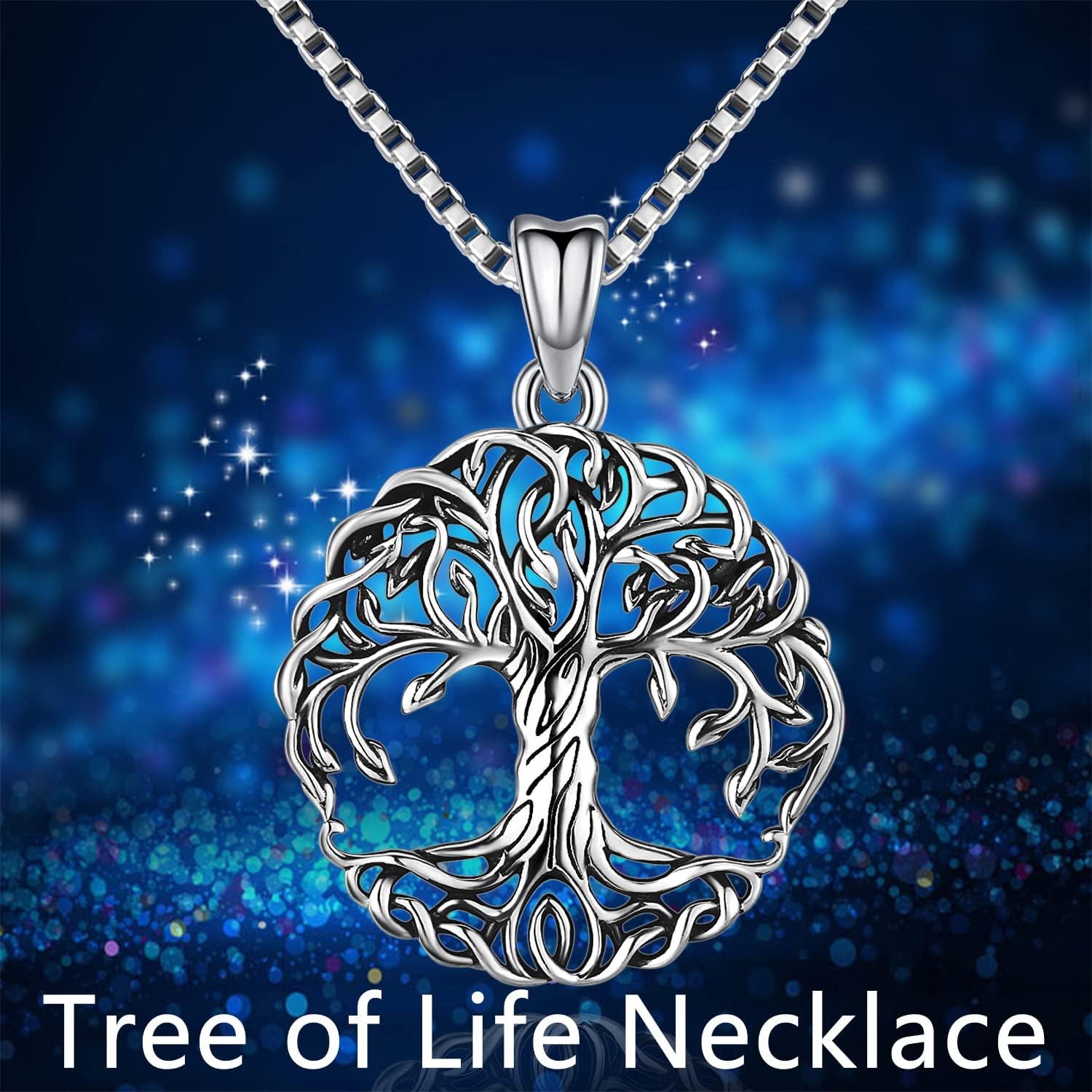 Aniu Mothers Day Gift Jewelry Tree of Life Necklace for Women Mom, 925 Sterling Silver Celtic Family Tree Pendant Jewelry Gift for Birthday 18" (With Gift Box)