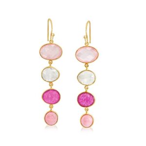 ross-simons multi-gemstone drop earrings in 18kt gold over sterling