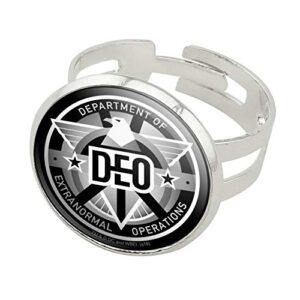 graphics & more supergirl tv series deo department of extranormal operations emblem silver plated adjustable novelty ring