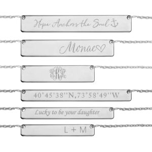 joelle jewelry custom name bar necklace sterling silver personalized script name necklace bridesmaids gift