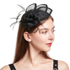 c.garopl accessories fascinators hats women vintage wedding fashion headband clip church cocktail dresses headwear tea party (black-01)