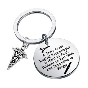 lqri surgical technologist gift surgical tech keychain gift a true great surgical technologist is hard to find keychain medical jewelry surgical nurse doctor gift(sliver)