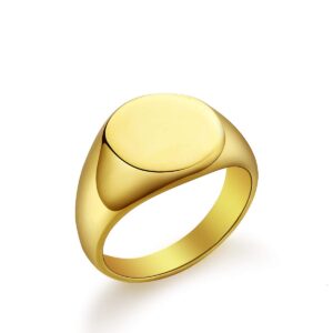 valily gold signet ring for women size 5 stainless steel polished round rings for engraving customized ring