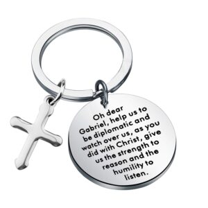 myospark st. gabriel archangel protect protection charm with prayer keychain religious jewelry gift for messengers (archangel gabriel keychain)