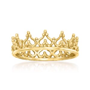 ross-simons 14kt yellow gold royal crown ring. size 6