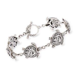 ross-simons sterling silver bali-style turtle bracelet. 7.5 inches