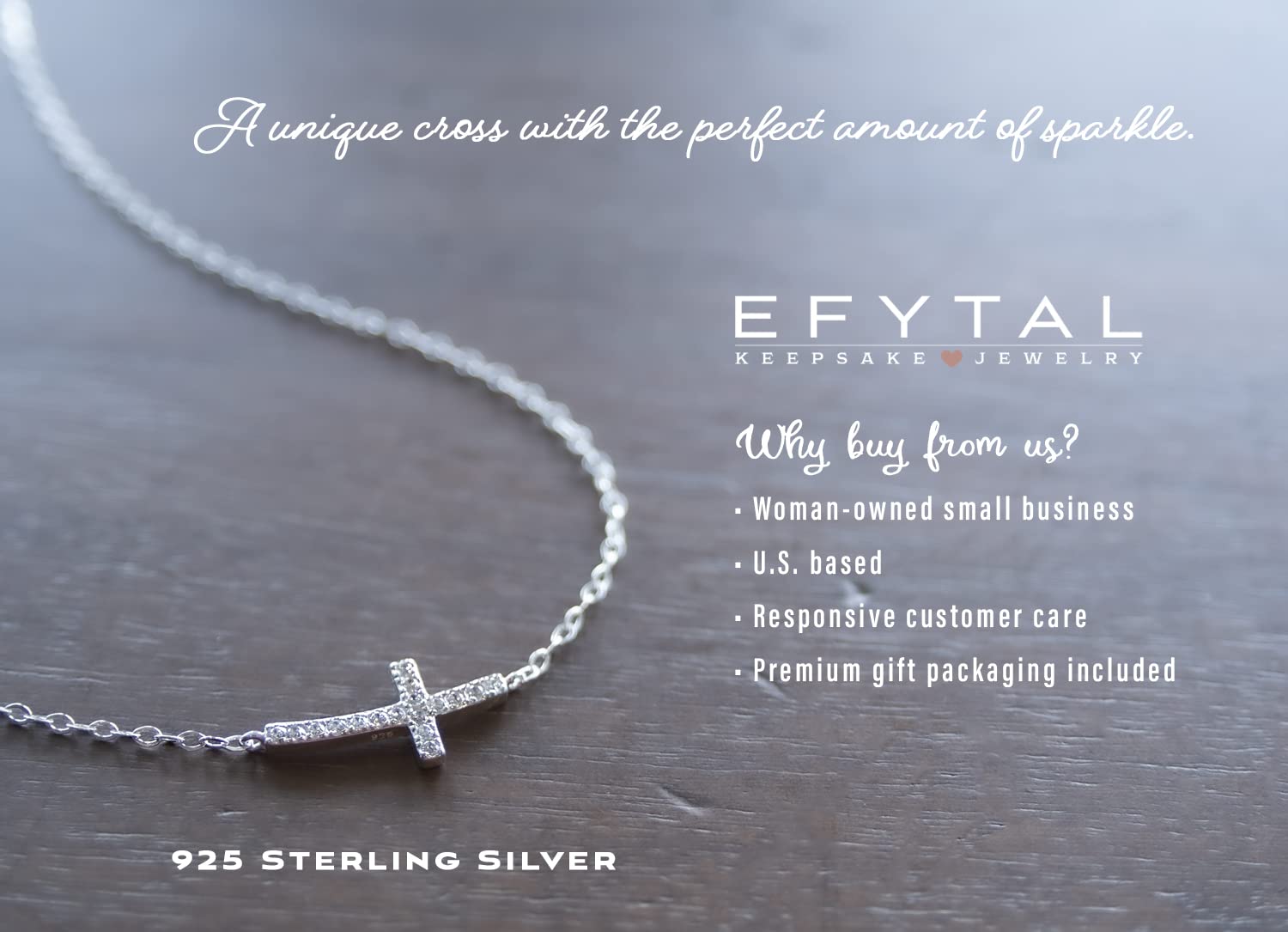 EFYTAL Dainty Sterling Silver Sideways Cross Necklace for Women, Baptism Gifts for women, Confirmation Gifts for Teen, First Communion Gifts, Christian Jewelry, Catholic Gifts for Women