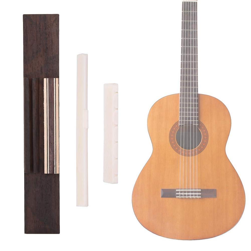 Fafeims Guitar Bridge Kit, Wooden Classical Bridge Bone Guitars Nut Saddle Replacement