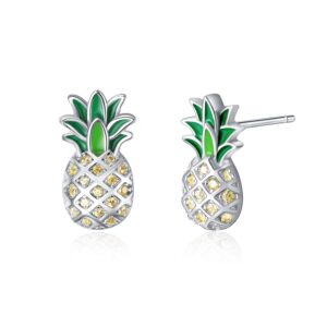 pineapple earrings gifts for her women sterling silver pineapple stud earrings jewelry studs gifts for women teens