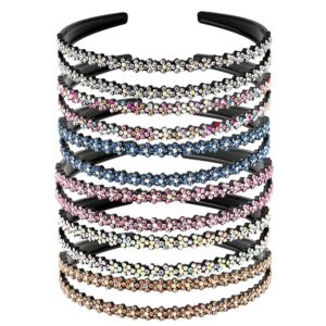 bkpearl 6 pack rhinestone headbands, fashion teeth hairband double row non-slip hair hoop for women girls