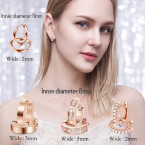 JOERICA 6 Pairs Hoop Huggie Earrings for Women Minimalist Cuff Mini Bar Stud Earrings Gold Silver Cubic Zirconia Small Ear Piercing Set