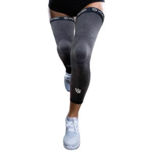 vital salveo recovery compression sports full leg sleeve thigh calf long knee support basketball dark grey (1 pair) medium