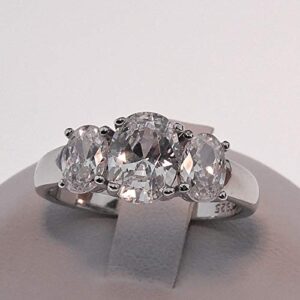 Ginger Lyne Collection Cassidy 3 Stone Oval Sterling Silver Engagement Bridal Wedding Ring Size 5