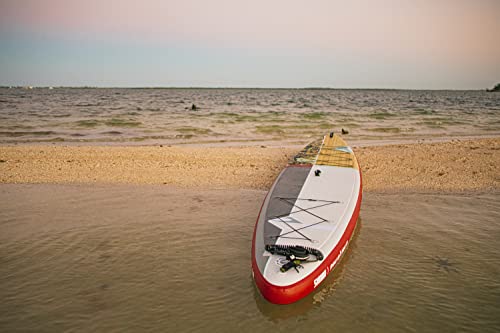 Boardworks SHUBU Great Bear | Touring All Water Inflatable Stand Up Paddleboard | SUP Package Includes Pump, Three Piece Paddle and Roller Bag Complete Kit | 14', Red/Grey/White