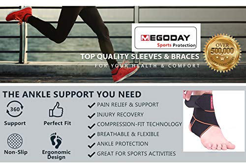 MEGODAY Ankle Brace for Men & Women,Adjustable Compression Ankle Support Wrap,Antiskid Ankle Strap,One Size