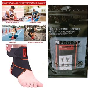 MEGODAY Ankle Brace for Men & Women,Adjustable Compression Ankle Support Wrap,Antiskid Ankle Strap,One Size