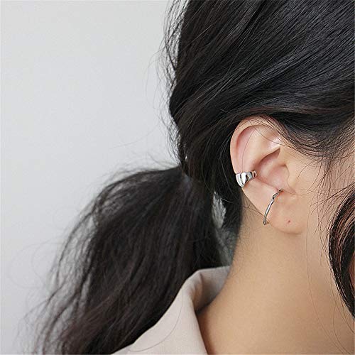 Minimalist Polished Ear Cuff Helix Cartilage Clip on Earring for Women 925 Sterling Silver Small Hoop Wrap Earrings Non-Pierced Ear Adjustable Unisex Jewelry 1 Piece (Silver)