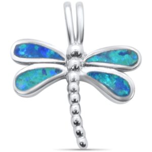 closeoutwarehouse blue simulated opal dragonfly pendant sterling silver