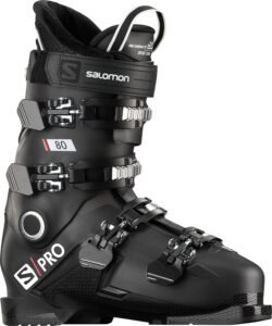 salomon s/pro 80 ski boot - black/beluga/red 25/25.5