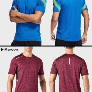 5 Pack Men’s Active Quick Dry Crew Neck T Shirts | Athletic Running Gym Workout Short Sleeve Tee Tops Bulk (Set 2, Large)