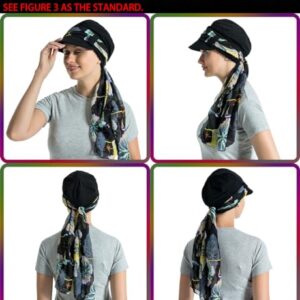 JarseHera Chemo Hats for Women Bamboo Cotton Lined Newsboy Caps with Scarf Double Loop Headwear for Cancer Hair Loss Black