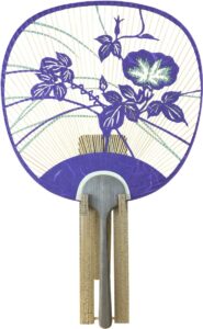 塩見団扇 shiomi dan s2051 fan asaryo (purple), double-sided watermark, 9.4 x 15.2 inches (24 x 38.5 cm), boxed stand included