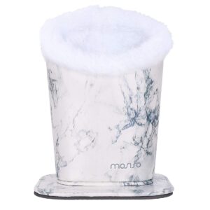 mosiso eyeglasses holder, plush lined pu leather pattern stand case with magnetic base, white marble