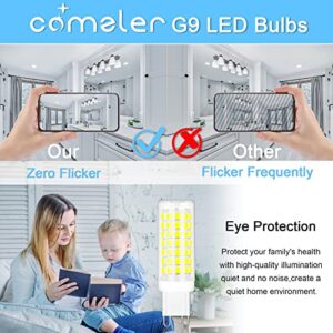 comzler G9 LED Bulb Bi Pin Base G9 6W LED Bulbs Daylight White 6000K, G9 Light Bulbs for Chandelier, Ceramic Base, 60W Halogen Equivalent, Non-dimmable, 600LM, Pack of 6