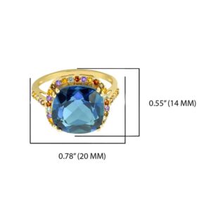 YoTreasure London Blue Topaz Citrine Garnet Smoky Quartz 14k Yellow Gold Cluster Ring