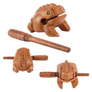 zetiling wooden frog, percussion instruments frog ornaments,thailand traditional craft,wooden lucky frog croaking musical instrument for home office yard decor(5.8cm)