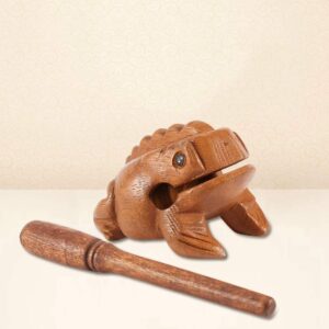 Zetiling Wooden Frog, Percussion Instruments Frog Ornaments,Thailand Traditional Craft,Wooden Lucky Frog Croaking Musical Instrument for Home Office Yard Decor(5.8CM)