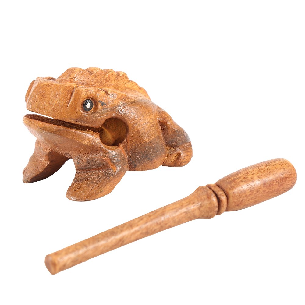 Zetiling Wooden Frog, Percussion Instruments Frog Ornaments,Thailand Traditional Craft,Wooden Lucky Frog Croaking Musical Instrument for Home Office Yard Decor(5.8CM)