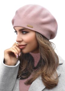 braxton pink - warm lined wool knit berets - french paris hat for women