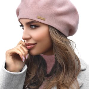 Braxton Pink - Warm Lined Wool Knit Berets - French Paris Hat for Women