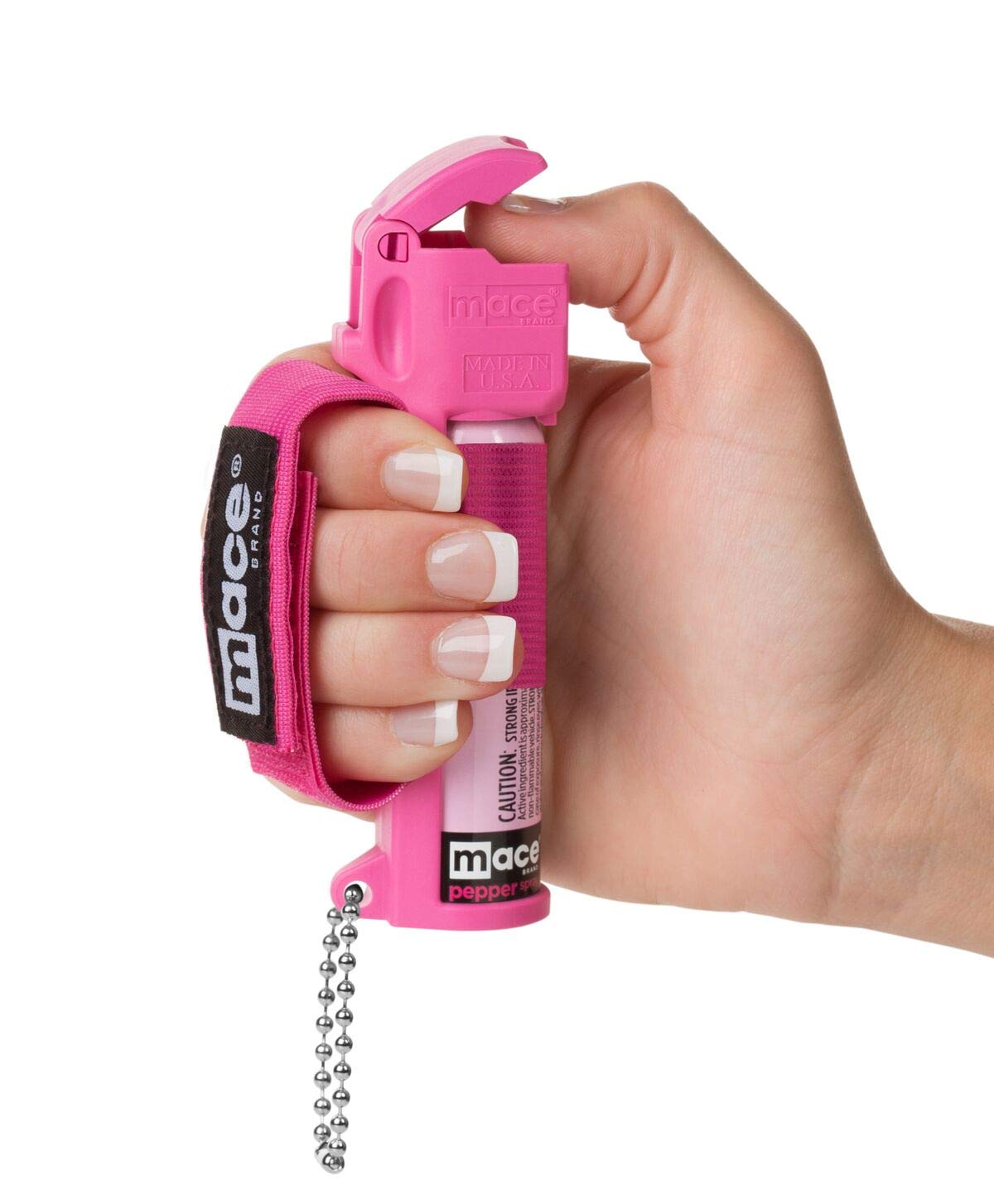 Mace Brand Police Strength OC Pepper Spray (2 Pack, Hot Pink) – 12’ Powerful Pepper Spray for Women with Adjustable Hand Strap & Keychain, Leaves UV Dye on Skin – Mace Spray Self Defense, Made in USA