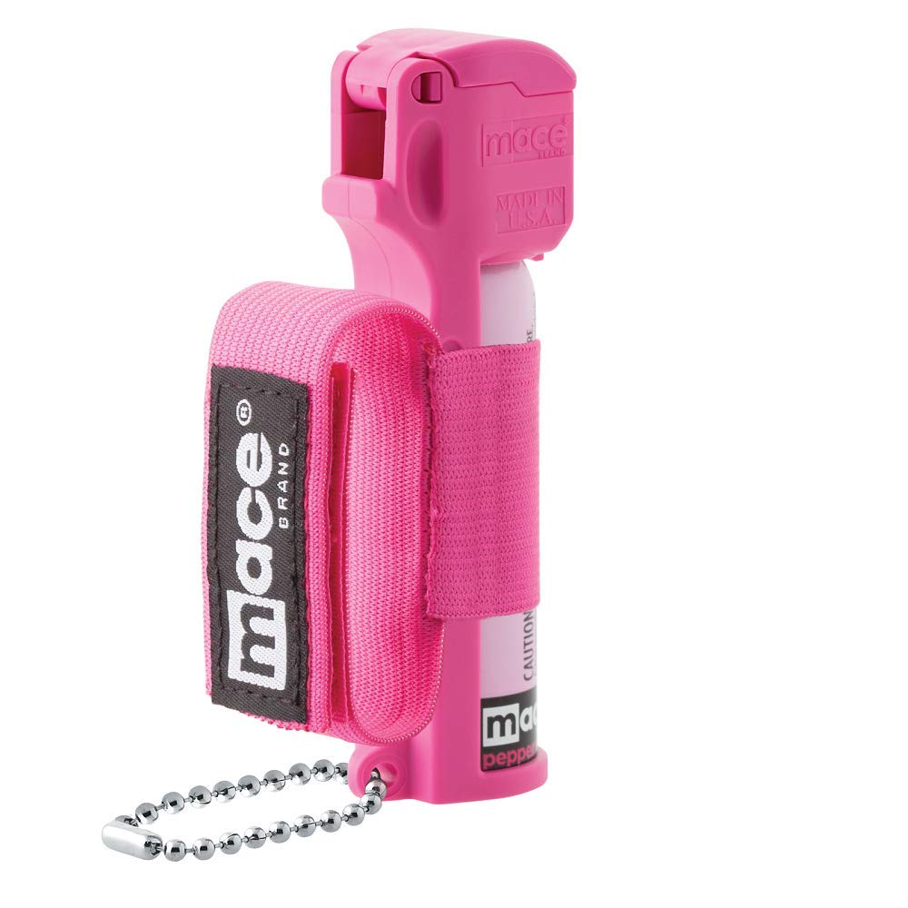 Mace Brand Police Strength OC Pepper Spray (2 Pack, Hot Pink) – 12’ Powerful Pepper Spray for Women with Adjustable Hand Strap & Keychain, Leaves UV Dye on Skin – Mace Spray Self Defense, Made in USA