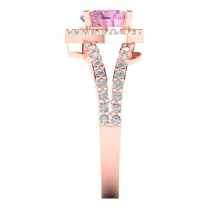 Clara Pucci 1.75 ct Heart Cut Solitaire Halo split shank Pink Simulated Diamond Designer Anniversary Bridal Engagement Ring 14k Rose Gold