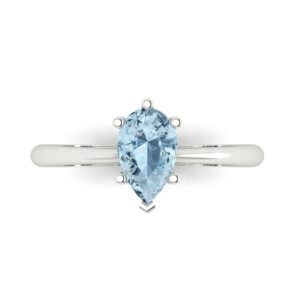 clara pucci 1.0 ct pear cut solitaire aquamarine blue simulated diamond bridal designer anniversary engagement ring real 14k white gold