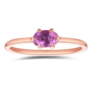 blossom & hue vintage amethyst ring [18k rose gold plated] dainty tiny [size 6] minimalist [.925 sterling silver hypoallergenic core] gemstone ring for women [hypoallergenic]